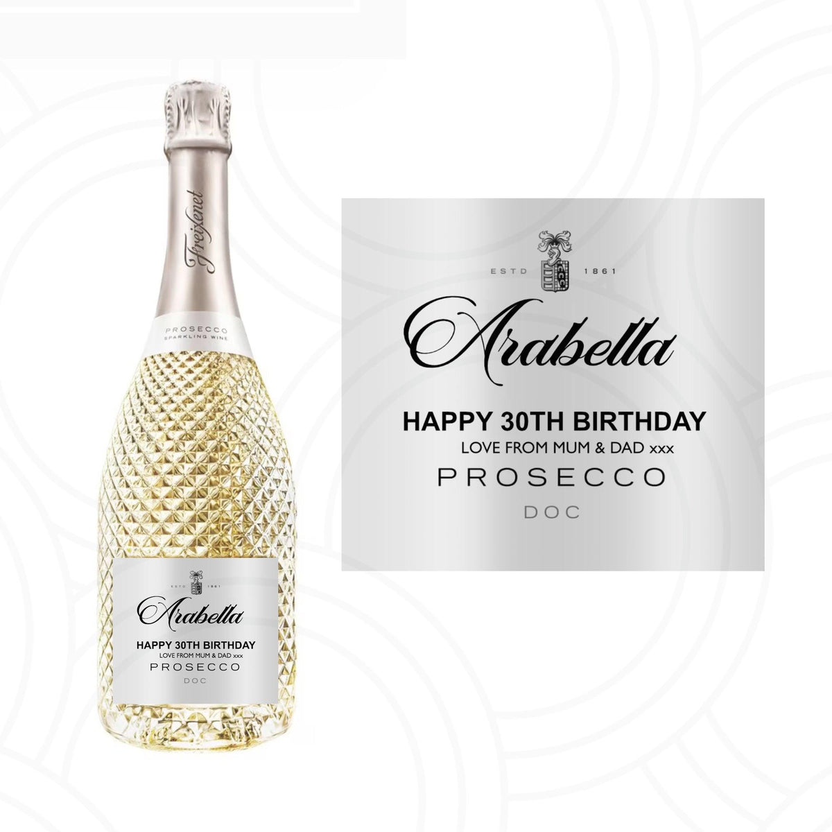 Personalised Freixenet Style Prosecco Bottle Label – Custom Name Birth ...